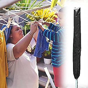 Premium Waterproof Rotary Airer Cover,Clotheslines Cover with Zipper and Drawstring,Umbrella Drying Rack Protective Cover,Oxford Fabric Washing Dryer Line for Outdoor Garden Courtyard Black