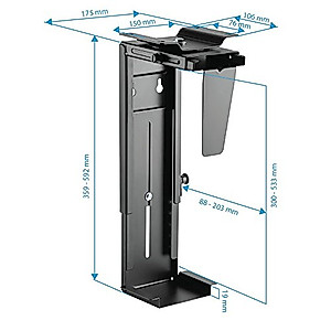 HumanCentric Adjustable Under Desk PC Mount and CPU Holder Wall Mount, PC Mount Under Desk Computer Mount That Fits Most PC or Computer Cases, PC Holder Under Desk Tower Mount, PC Under Desk Mount