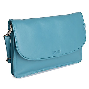 SADDLER Womens Leather Cross Body Purse Clutch Detachable Strap | Designer Sling Bag For Ladies - Teal