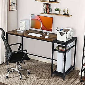 CZDYUF 55" Reversible Computer Desk Home Office Desk with Adjustable Storage Shelf Writing Desk