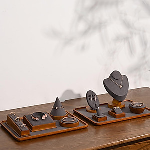 Oirlv Single Finger wooden ring display stand Jewelry Showcase Display Holder (Grey)