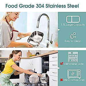 Electric Lunch Box 60W Food Heater, Upgraded 2 Compartments Portable Heated Lunch Box for Car Truck Adults Work Travel, Leak Proof, Self Heating Lunch Box with 1.5L 304 SS Container, 110V/220V/12V/24V