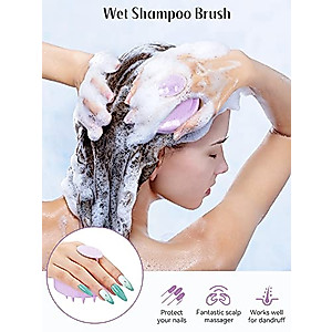 HEETA Scalp Massager Hair Growth, Soft Silicone Bristles to Remove Dandruff and Relieve Itching, Scalp Scrubber for Hair Care Relax Scalp, Shampoo Brush for Wet Dry Hair, Upgraded Material, Purple