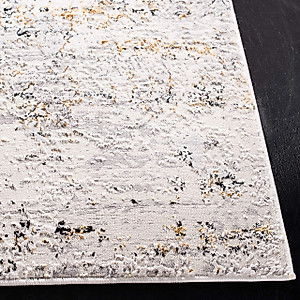 SAFAVIEH Amalfi Collection Area Rug - 8' x 10', Creme & Gold, Modern Abstract Distressed Design, Non-Shedding & Easy Care, Ideal for High Traffic Areas in Living Room, Bedroom (AMF572A)