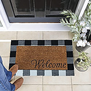 SISOSU Woven Buffalo Plaid Area Rug - Carpets for Living Room, Bedroom, Dining Room, Home Décor - Luxurious Handcrafted Traditional Rug - PET-Yarn - Modern Rugs- 2’ x 3’- Black & White