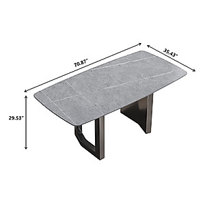 Voohek, 6-10 Kitchen Dining Table, with Artificial Marble Stone Top, Metal Leg, for Living Room, 6-8 People (No Chairs), Gray