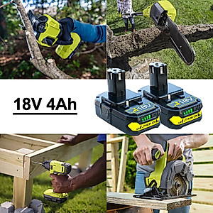 JGSPJ 4.0Ah Battery Replacement for Ryobi 18V ONE+ Battery P102 P103 P104 P105 P107 18Volt Lithium Battery 2Packs