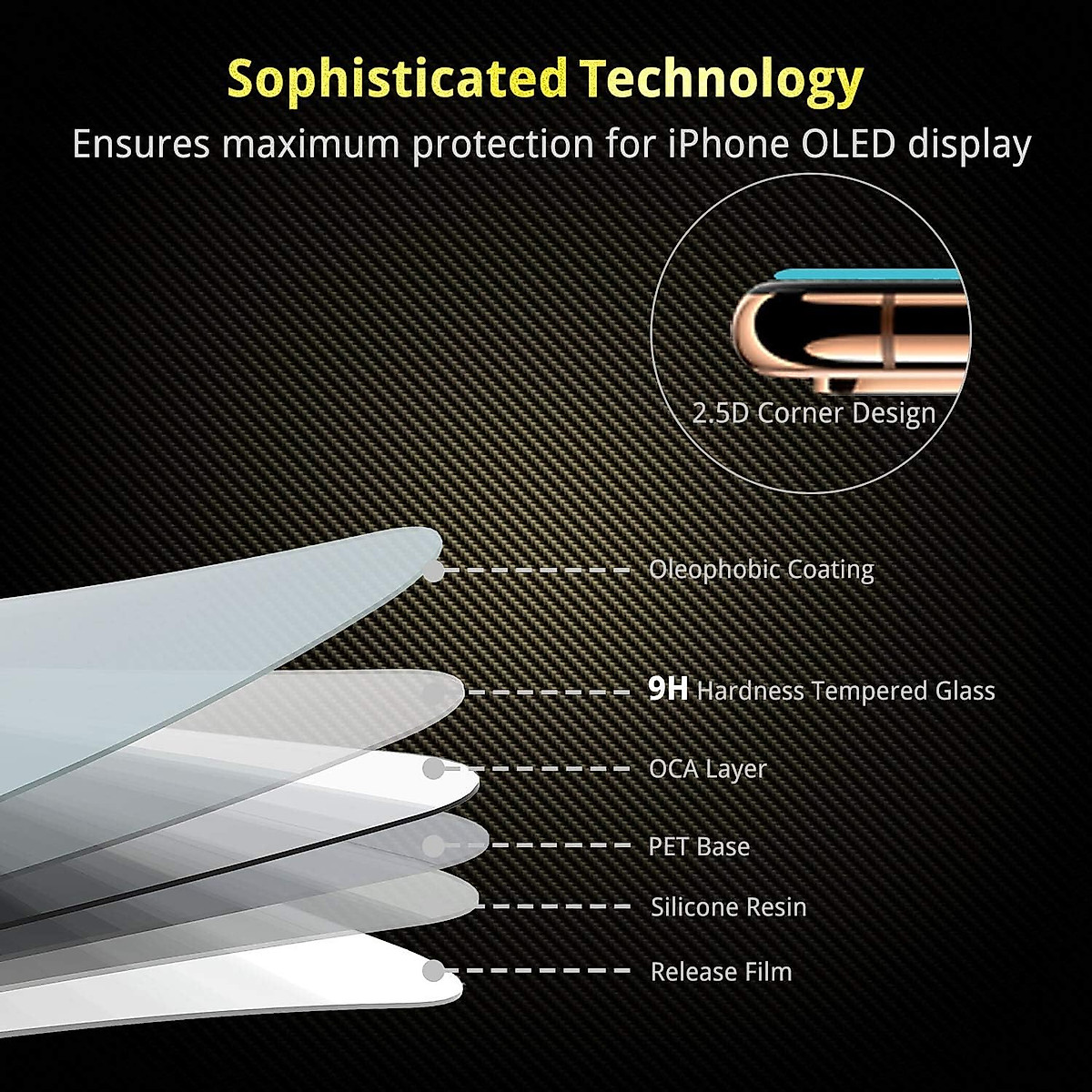 UNBREAKcable 3-Pack Screen Protector for iPhone X/iPhone XS/iPhone 11 Pro 5.8", 9H Premium Tempered Glass Screen Protector for iPhone X/iPhone XS/iPhone 11 Pro [Easy Install, No Bubble, Anti-Scratch]