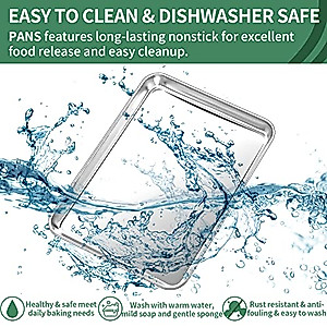 Baking Sheets Set of 2, HKJ Chef Cookie Sheets 2 Pieces & Stainless Steel Baking Pans & Toaster Oven Tray Pans, Rectangle Size 18 x 13 x 1 inch, Non Toxic & Healthy & Easy to Clean