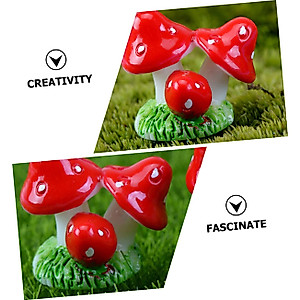 Abaodam 40 Pcs Micro Landscape Mushroom Dollhouse Decorations Mushroom Cake Decorations Outdoor Decor Mini Mushrooms Tiny Mushrooms Mini Succulent Ornament Fairy Plant Toy Room Resin