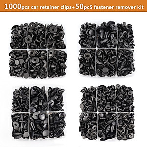 Car Clips Bumper Clips Shield Retainer Clips Plastic Rivets 1050PCS Automotive Push Pins Assortment Xmas Tree Fasteners Kit Most Common Sizes Auto Body with Removers for Ford Honda Chrysler GM