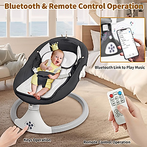 Baby Swings for Infants, Portable Baby Swing, Bluetooth Infant Swing with Intelligent Auto-Sensing,3 Seat Positions and 5 Speeds, Electric Infant Swings for Newborns Include 5 Point Harness Belt