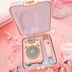 Cute Speaker with Microphone, with 7 Different Sound Modes for Singing or Talking, Karaoke Machine for Girls, Boys, Family Party, Presentation, Training, Outdoor (Pink)