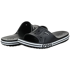 Crocs Unisex Bayaband Slides | Slide Sandals, Black/White, 9 Men/11 Women