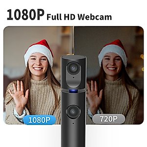 CZUR Halo Streaming Dual Webcam, Professional USB Web Camera 1080P with Microphone, 90° View Computer Camera, Plug & Play, Compatible with Windows/Mac, for Skype/TikTok/YouTube/Yahoo Messenger