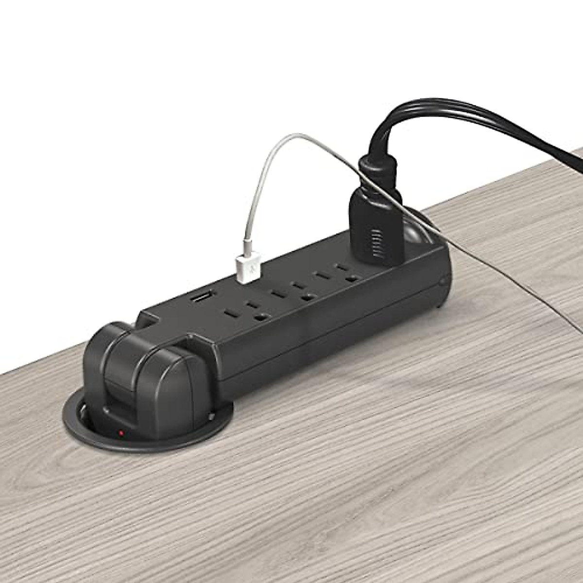 Balt Pop-Up Grommet Power Outlet and USB Charger, Requires a 2.36" (60mm) hole (66666) , Black