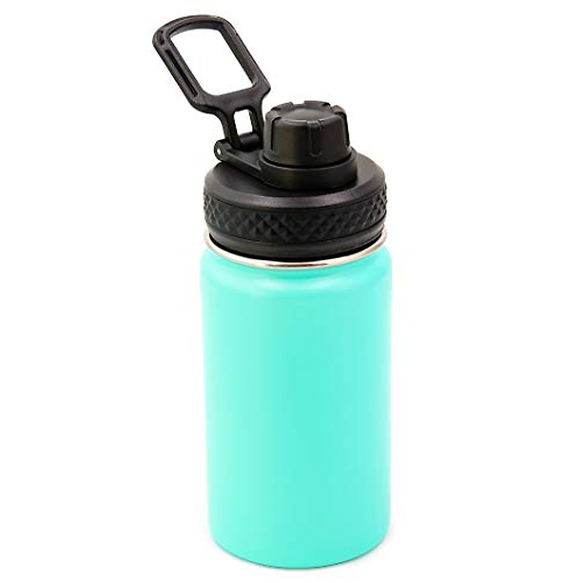 Colorful PoPo 12 oz Kids Stainless Steel Water Bottle, Double Wall Vacuum Insulated Tumbler Thermoses with Wide Mouth Leakproof Spout Lid - Teal