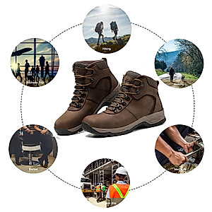 AZXPROT Waterproof Hiking Boots for Men, Outdoor Lightweight Trekking Trails Shoes Backpacking Mountaineering Boots Brown 13