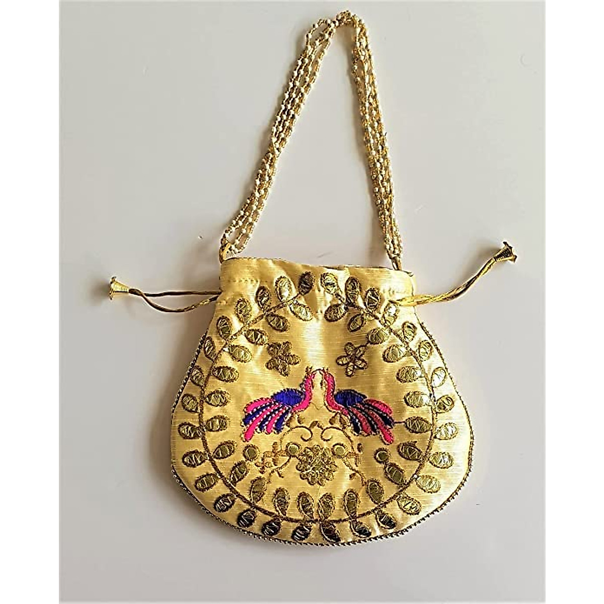 Indian Handmade Potli Bag For Women Jewelry Coin Pouch Batwa Casual Organizer Pearls Clutch With Handle Wedding & Evening Party Purse BY PANACHE MERCHANT (Beige)