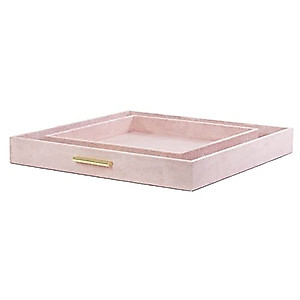 Large Blush Sting Tray – by Alice Lane Home Collection – Pink Blush – Gold Finished Handles – Modern Elegant Decorative Tray – Home Décor, Kitchen, Bathroom, and Coffee Table