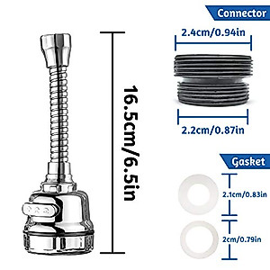 Kitchen Faucet Aerator Sink Tap Sprayer Head, 3 Molds Adjustable Faucet Sprayer, 360° Rotatable Faucet Extension Tubes, Booster, Water Saving and Anti-Splash