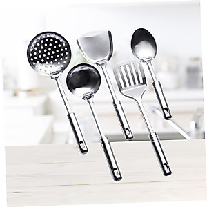 NOLITOY 10 Pcs Metal Spatula Chef Utensils Stainless Steel Cookware Cooking Tools Stainless Steel Kitchen Utensils Stainless Steel Cooking Utensils Metal Spoons Kitchen Spatula Handle