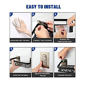 Amythe Shower Caddy Shelf Organizer,Shelves for Bathroom Organizer Wall Shower Shelf for Inside Shower, Bathroom Kitchen Self Adhesive No Drilling Rustproof, Black