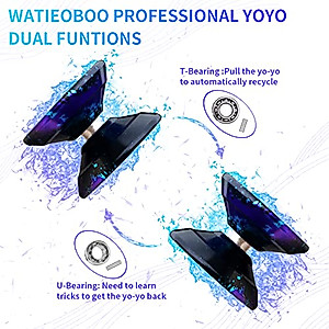 WATIEOBOO Yoyo Professional Metal Responsive Yoyo for Kids 8-12, Unresponsive Yoyo for Adults Intermediate-Advanced Players with U Type KK Bearing + Glove and 10 Replacement Yoyos Strings