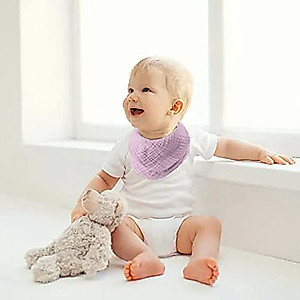 VOMARHUG Muslin Baby Bibs for Girls,100% Cotton Muslin Drool Bandana Bibs,Soft Absorbent Bibs for Teething and Drooling,Adjustable Snap,8 Pack,Solid Color