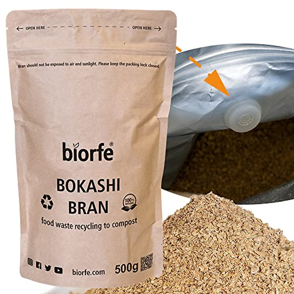 Biorfe 2 Bucket Bokashi Compost Starter Kit, All Season Indoor Beginners Composter, Countertop Kitchen Bokashi Bin, Composting Container with 6.6 lb Compost Bran, Food Recycler for Living Indoor
