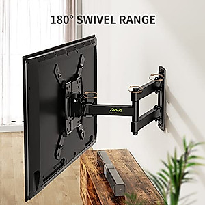 AM alphamount TV Wall Mount Bracket Full Motion for Most 13-39 inch TVs Monitors with 360° Rotation Articulating Swivel Extension Arms and Tilt, Hold TV up to 44lbs Max VESA 200x200mm