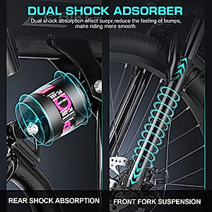 Vivi Folding Electric Bike 500W Electric Bike, 26" Electric Bicycle with Removable 48V Battery, 20MPH Electric Bikes for Adults, Up to 50Miles Range, Dual Shock Absorber, Shimano 21 Speed Gears