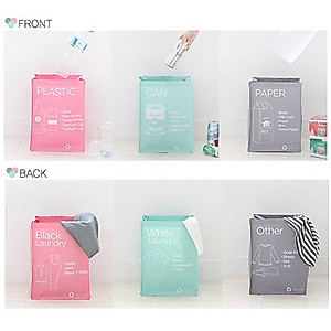 Ribens Recycle Bag Separate Recycle Bin Waterproof Waste Baskets Compartment Container Separate Recycling Bins Multipurpose Separator Box Set Front Recycle Separate Back Laundry Separate