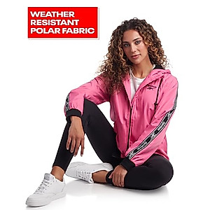Reebok Women's Jacket - Weather Resistant Fleece Lined Windbreaker Jackets for Women – Cozy Zip Up Hoodie Jacket (S-XL), Size Large, Laser Pink