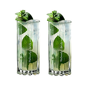 Riedel Personalized Drink Specific Glassware Highball Glass Pair, Set of 2 Custom Engraved Hiball Glasses for Mixed Drinks, Cocktails Served with Ice, Home Bar Accessories