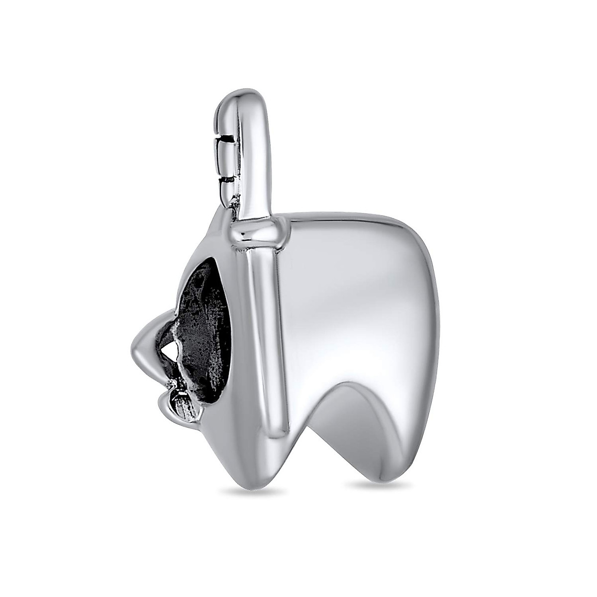 Cartoon Winking Tooth Fairy Dentist Charm Bead For Women For Teen Oxidized .925 Sterling Silver Fits European Bracelet