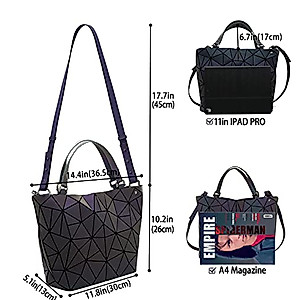 CAFINY Geometric Purse for Women,Geometric Luminous Purses and Handbags,Geometric Bags and Holographic crossbody bag(Medium)