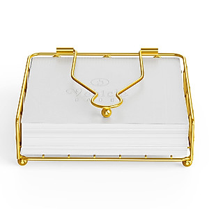 Lxmons Modern Napkin Holder for Tables, Horizontal Tissue Dispenser for Kitchen Countertop, Dining or Picnic Table Décor, Metal Paper Napkin Organizer for Restaurant, Flat Cocktail Napkin Caddy, Gold