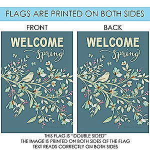 Toland Home Garden 1112561 Welcome Spring Birds Spring Flag 12x18 Inch Double Sided Spring Garden Flag for Outdoor House Flower Flag Yard Decoration