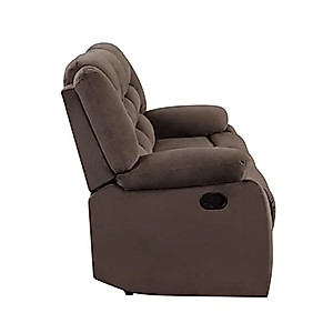 Blackjack Furniture Winthrop 60" Modern Manual Reclining Loveseat, Soft Microfiber Upholstery, Extra Padded Back, Lumbar Support & Smooth Reclining Mechanism, Space-Saving Recliner, Loveseat, Brown