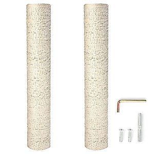 PowerKing Natural Sisal Replacement Scratching Post, 15.7'' 2 Pieces M8 Cat Scratch Post Refill Pole Parts for Refurbishment, Include Screws (White)