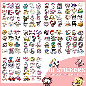 120 PCS Kitty Party Favor Tattoo Sticker, Kitty Cute Cartoon Temporary Tattoos For Kids Tattoos Party Favor Pack For Kids Girls Boys Party Gifts Birthday Decorations Party Game Rewards