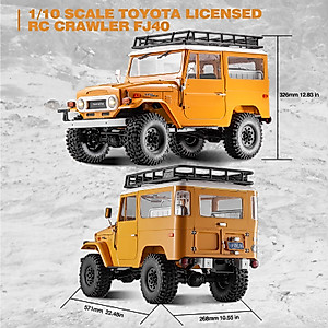 BEEZRC FMS 1/10 RC Crawler FJ40 Toyota Licensed RS 4WD 2.4G Model Car Hobby 4x4 RC Rock Crawler RC Car Offroad RC Truck Remote Control Car with Transmitter for Adults(Yellow) FMS11035RSYL