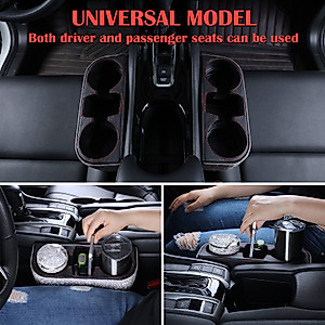 Drink Holder Console Side Pocket,Auto Front Seat Organizer Car Console and Seat Gap Cup/Mobile Phone Holder Storage Box,Large Capacity with 3 Cup Holders,1 - Pack