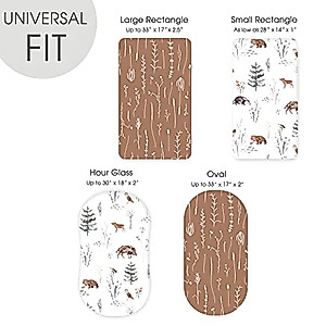 Stretch Ultra Soft Fitted Bassinet Sheet Set 2 Pack, Universal Fit for Bassinets Baby Cradle Moses Basket Oval Rectangle Mattress Safe and Snug, Stylish Pattren of Jungle Animals