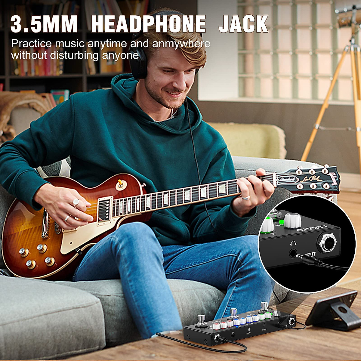 LEKATO Multi Effects Guitar Pedal, with IR Loading 9 AMP Models, Delay Reverb Distortion Overdrive Pedal, Rechargable Electric Guitar Effects Multi Pedal Support Recording,Bluetooth 5.0