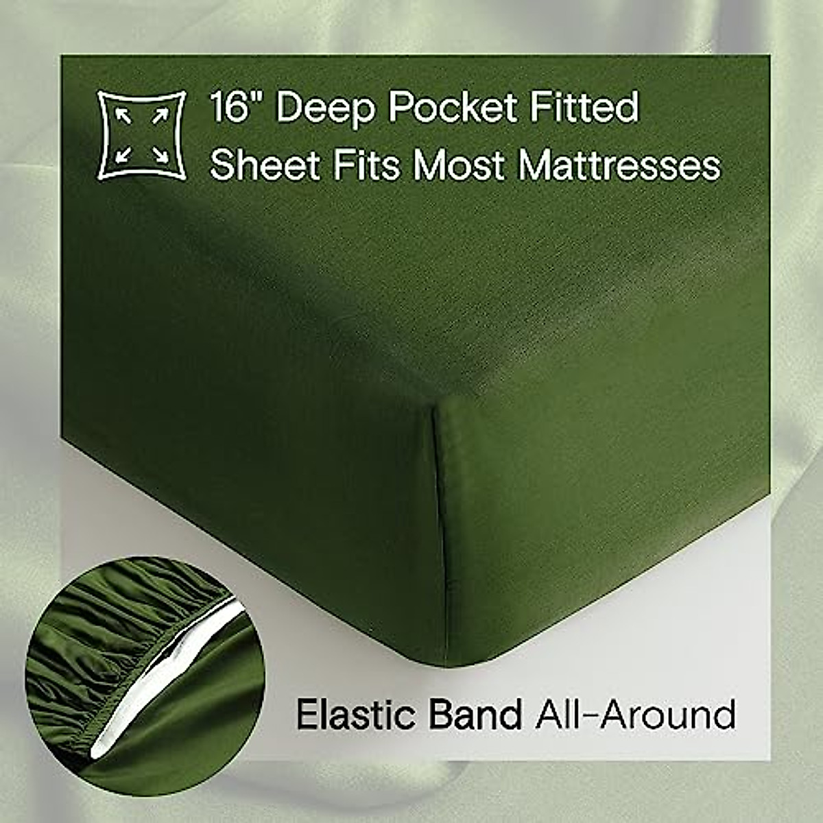 DOZ by SIJO 100% Organic Bamboo Sheet Set, Buttery Soft, Cooling for Hot Sleepers, Silky Breathable, Oeko-TEX, High GSM, 16" Deep Pockets - 3pc - 2 Pillowcases 1 Fitted Sheet (Forest, Queen)