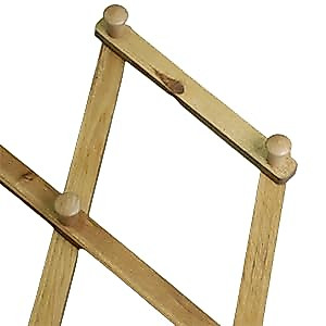 PJCOLL Vintage Wooden Organza Wall Rack with 10 Hooks, Expandable Wooden Wall-Mounted Coat Rack, Handmade Hat Rack Wall