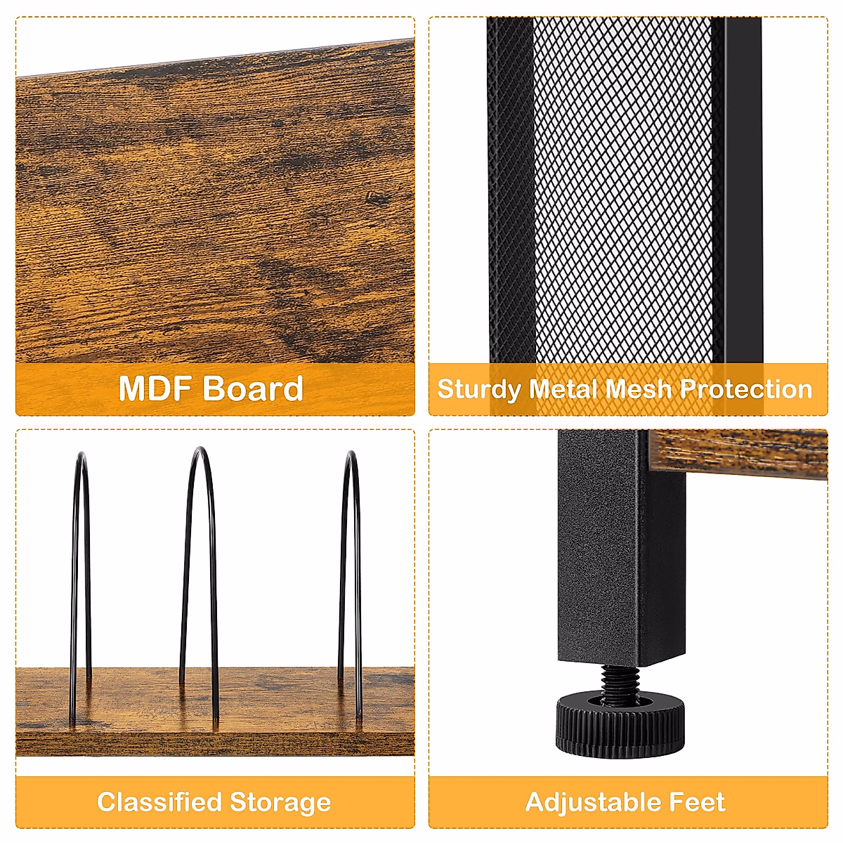 ETELI Tall Side Table 3 Tier Record Player Stand Table with Vinyl Storage Small Industrial Side Table Vinyl Record Stand Turntable Stand Hold Up to 170 Albums for Living Room Bedroom Office