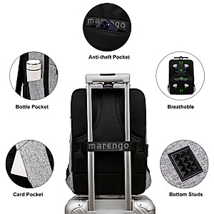 Marengo Smart Safe Business Travel Backpack with USB Charger Ebags for Men Women Office Work Mochilas Para Waterproof, Anti-Theft, Airline Approved, Fits 15.6" Laptops,Multi Compartment Backpack,Gray